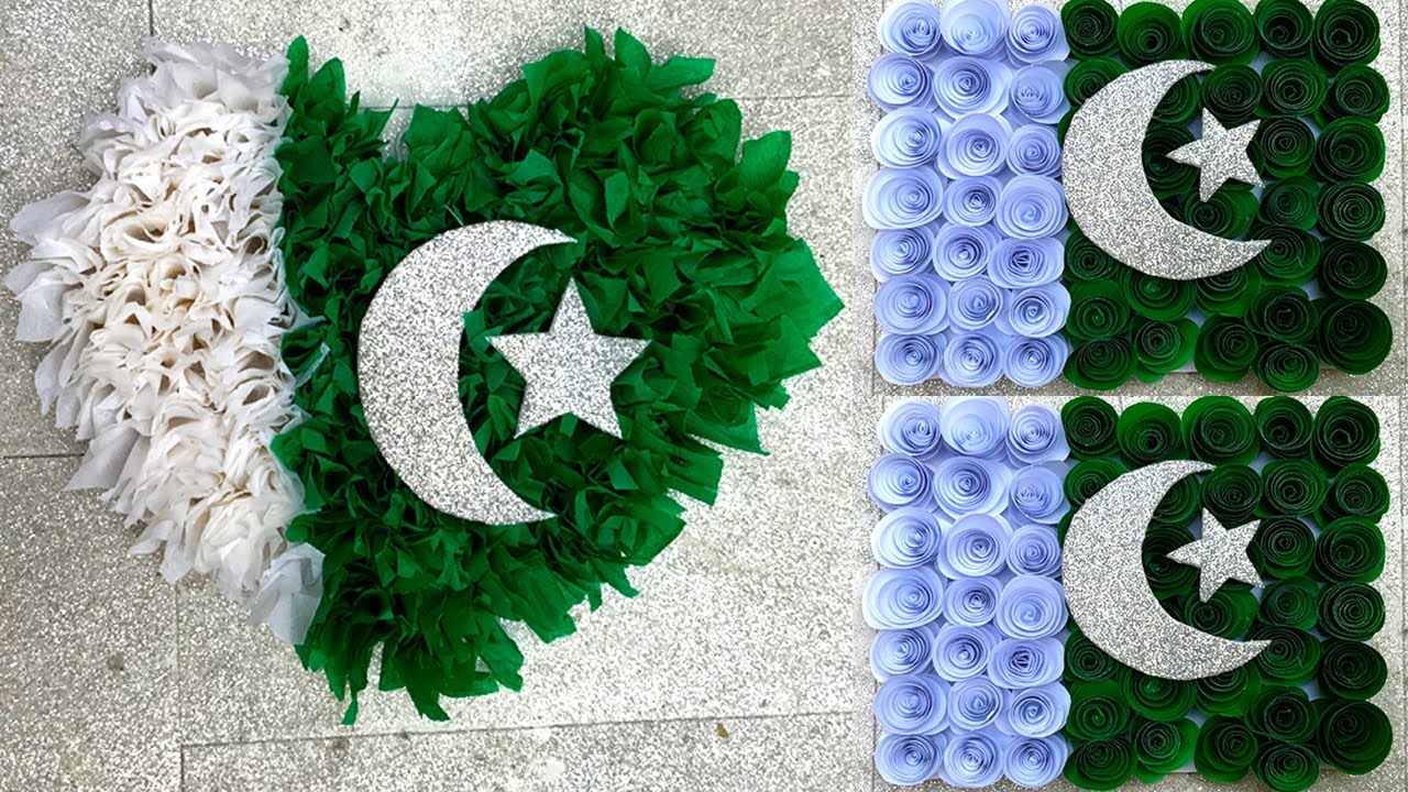 INDEPENDENCE DAY 14 AUGUST paper craft | Flag | wall hanging | How to ...