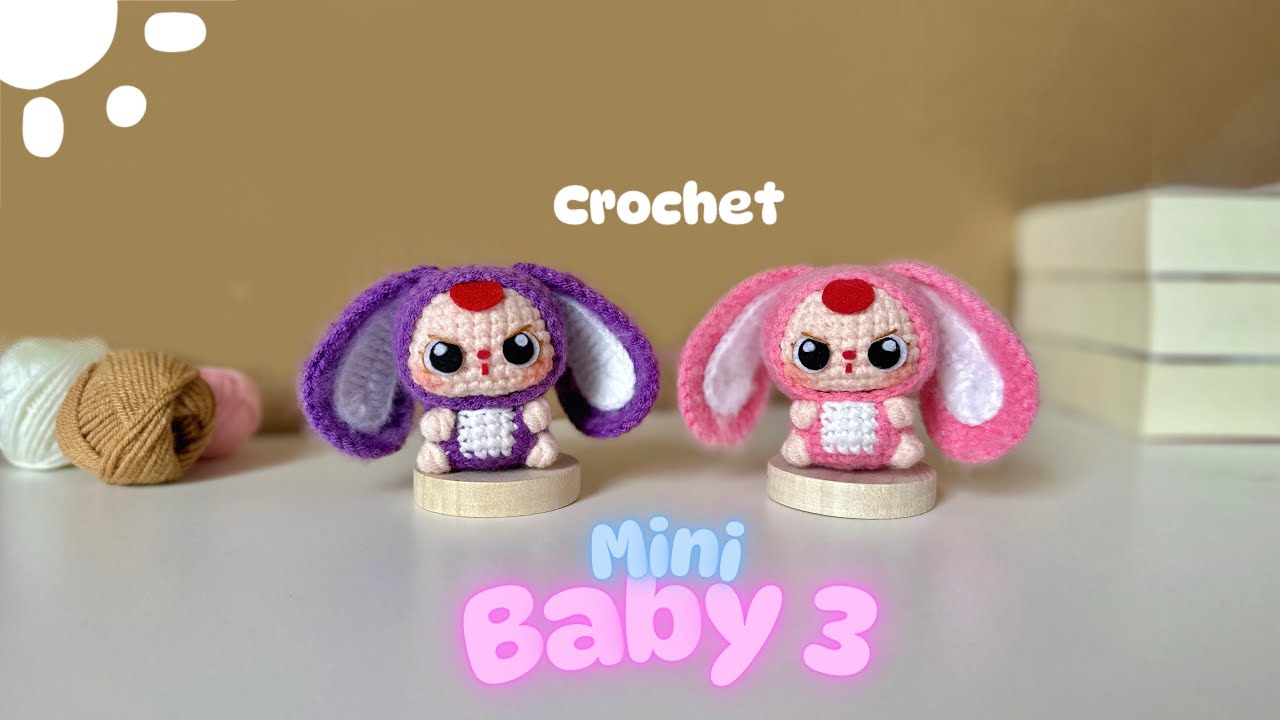 Crochet mini Baby Three keychain | Crochet bunny - Amigurumi | Hướng ...