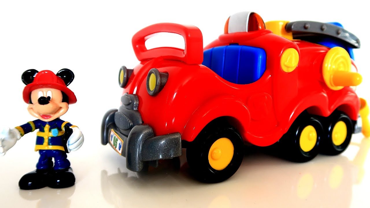 mickey mouse fire truck unboxing and test - YouTube
