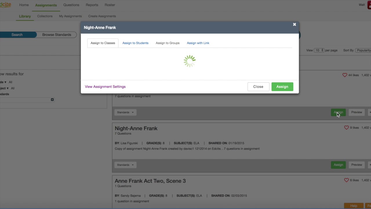 Edcite: Assignment Library - Search by a Term - YouTube