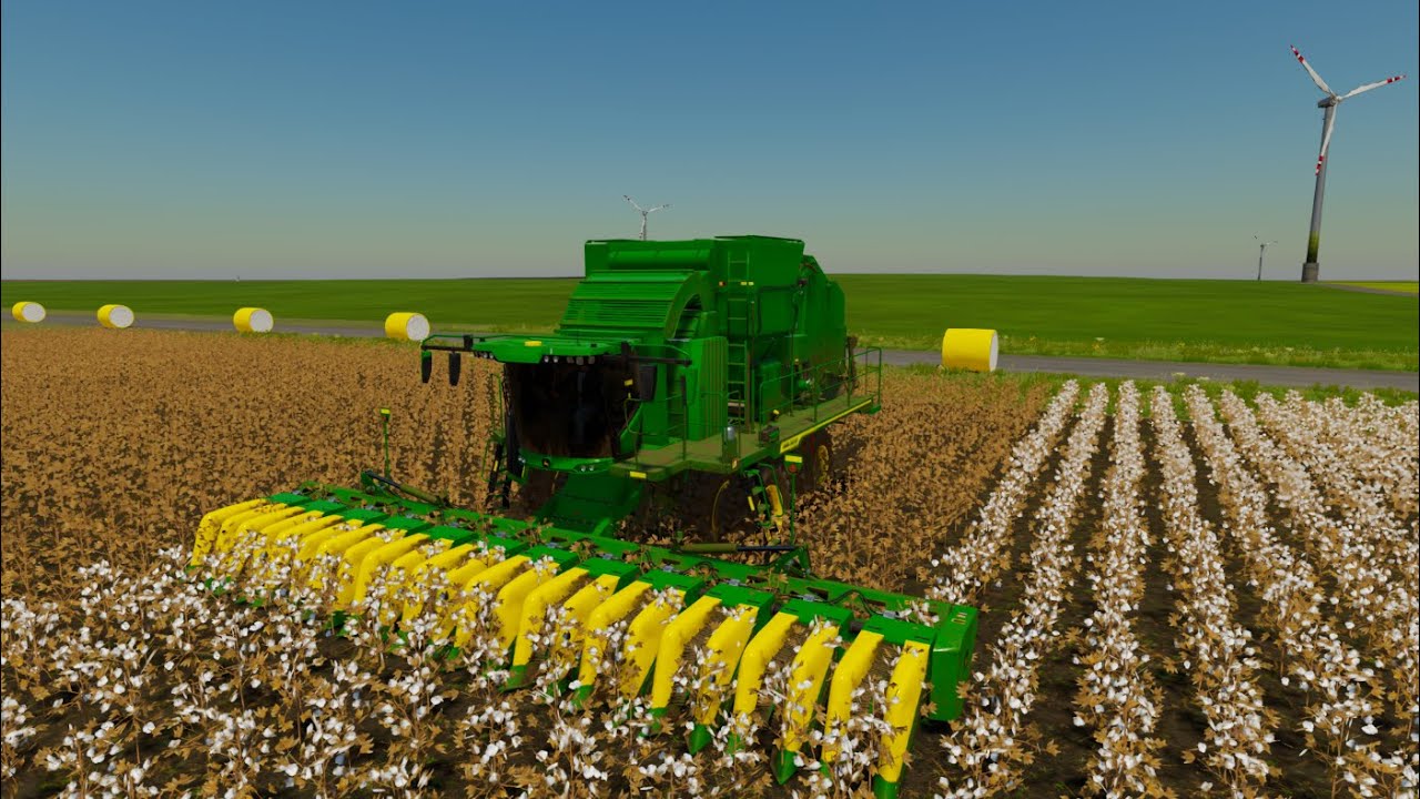 FS22 COTTON HARVEST AND SELL COTTON BALES HURON COUNTY FARM - YouTube