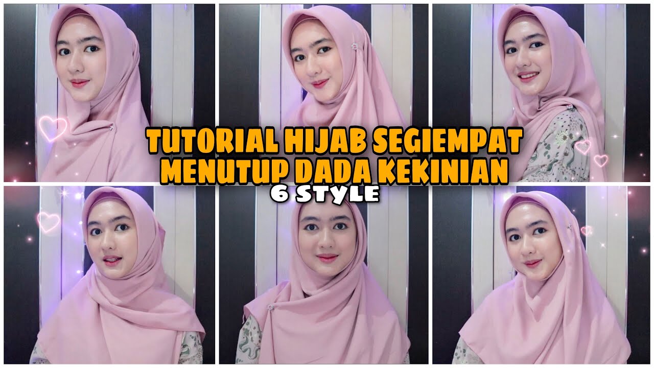 TUTORIAL HIJAB SEGI EMPAT MENUTUP DADA COCOK UNTUK LEBARAN!!! - YouTube