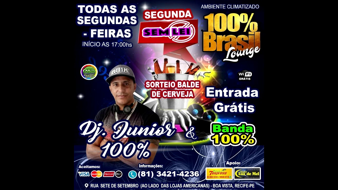 DJ JUNIOR AO VIVO NO 100% BRASIL - YouTube