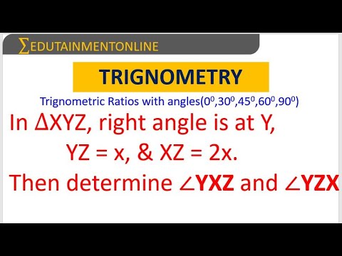 In ∆XYZ, right angle is at Y, YZ = x, & XZ = 2x.Then determine ∠YXZ and ...