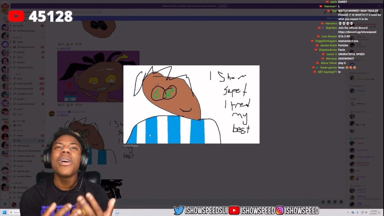 IShowSpeed Reacts To His Fan Art *Full Video* - YouTube