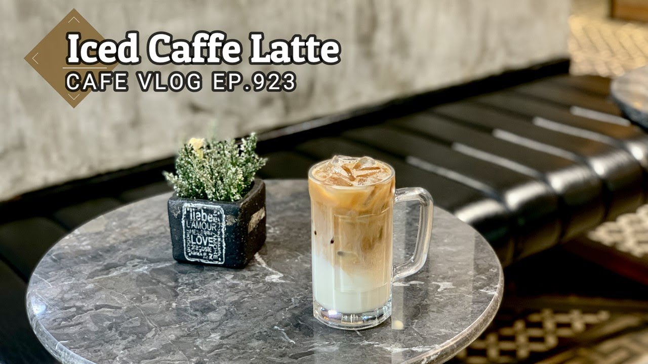 Cafe Vlog EP.923 | Iced Caffe Latte | Medium size | Less coffee ...
