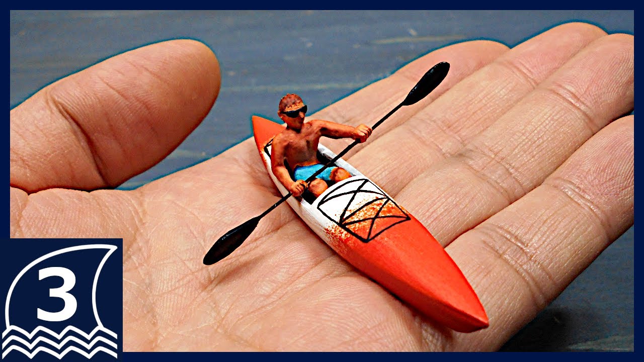 Shape a man kayaking【Miniature Canoe for diorama カヤックを漕ぐ人 1/80ジオラマ・レジン ...