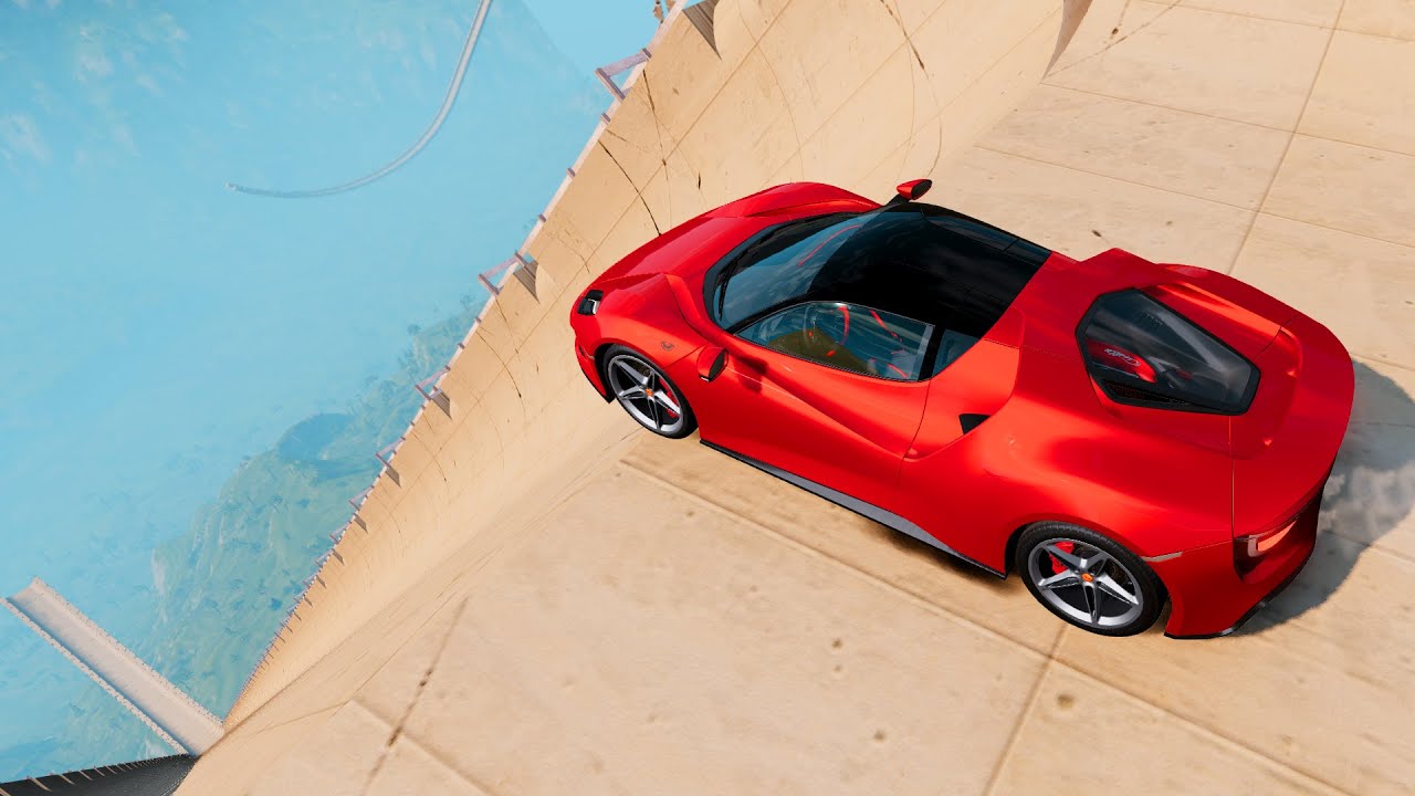 BeamNG Drive - Mega Ramp Speed Car Jump - YouTube