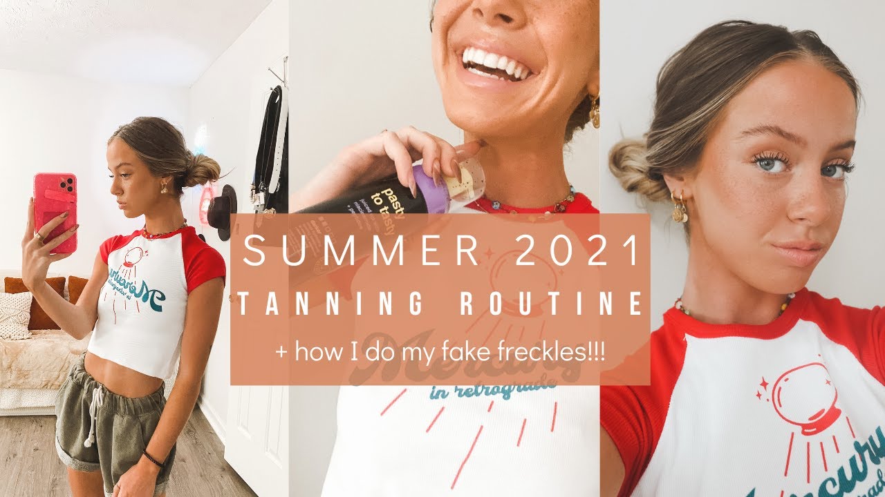2021 B.TAN TANNING ROUTINE + how I do my fake freckles!! - YouTube