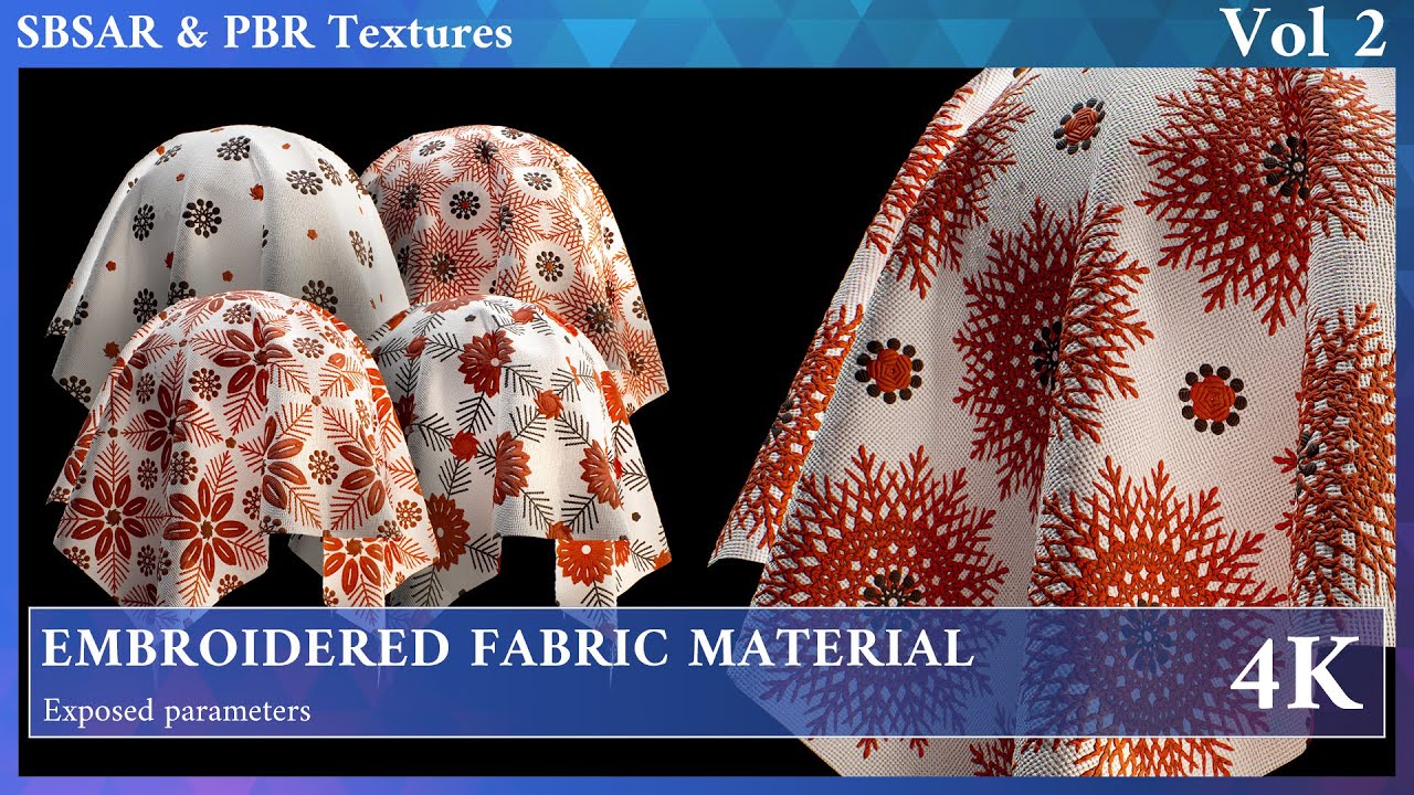 Procedural Embroidered Fabric Material made with Substance Designer ...
