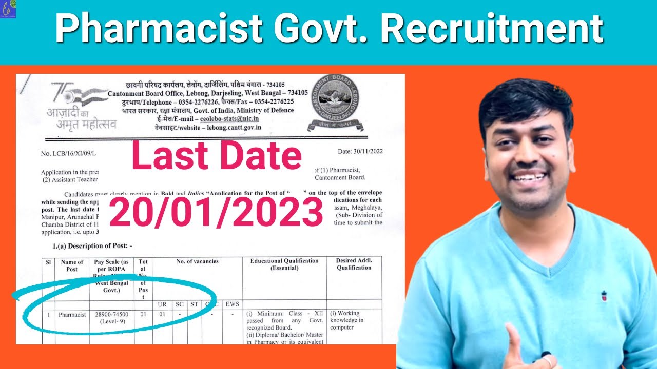 Pharmacist Govt. Recruitment 2023 || Pharma Job || govt pharmacist ...
