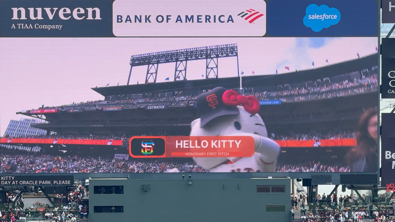 Hello Kitty Ceremonial 1st Pitch on Hello Kitty Day Oracle Park 6/8/25 ...