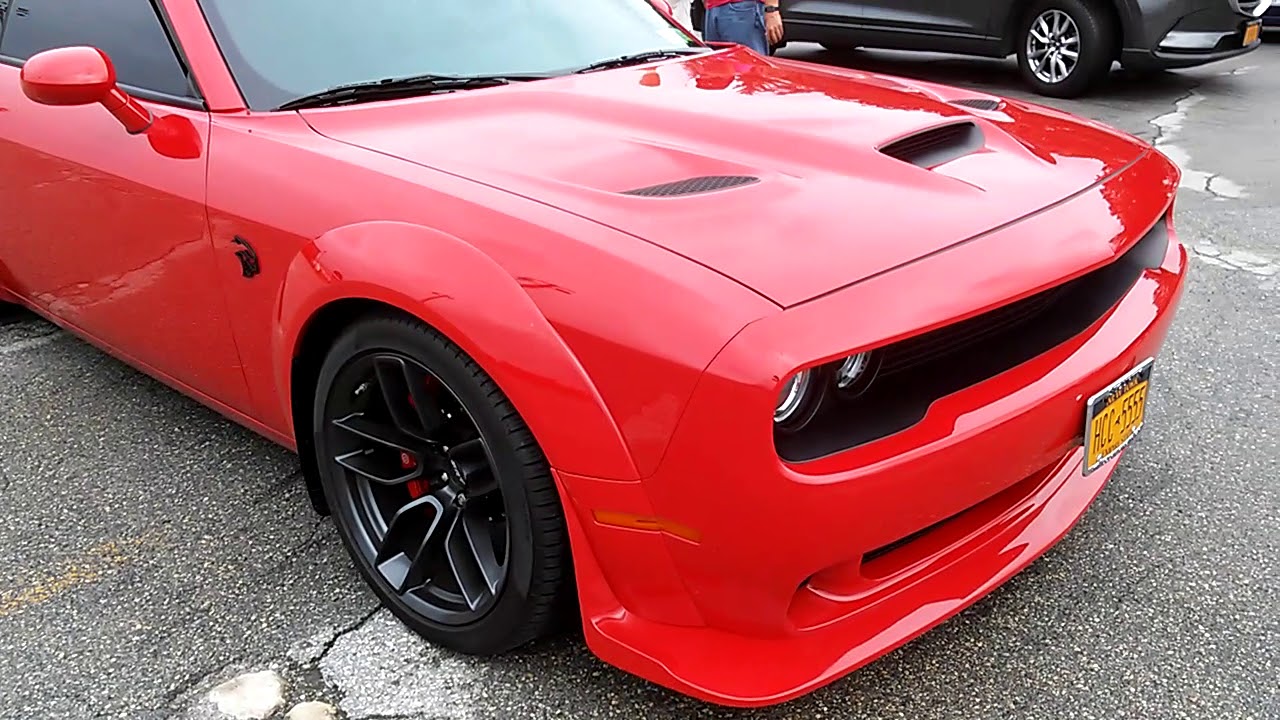 Dodge Challenger Hellcat widebody in badass cherry red - YouTube