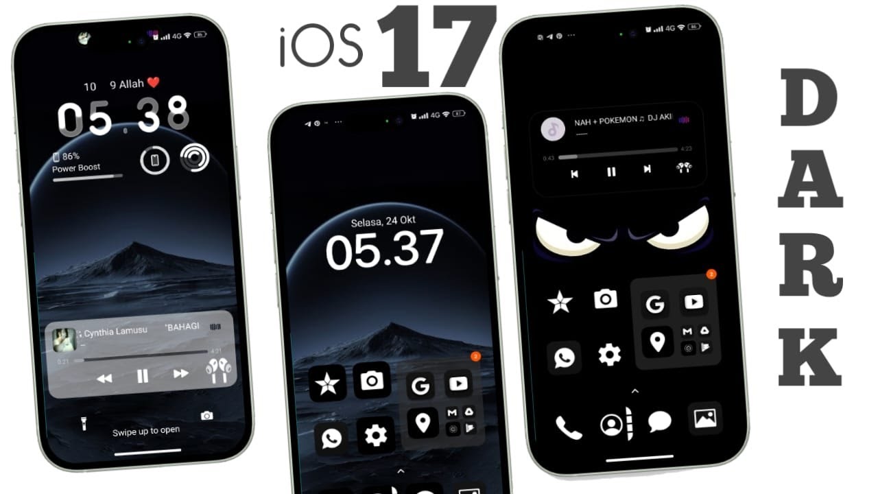 iOS 17 Dark !! Rekomendasi Tema iOS MIUI 14 Tembus Boot Animasi - YouTube