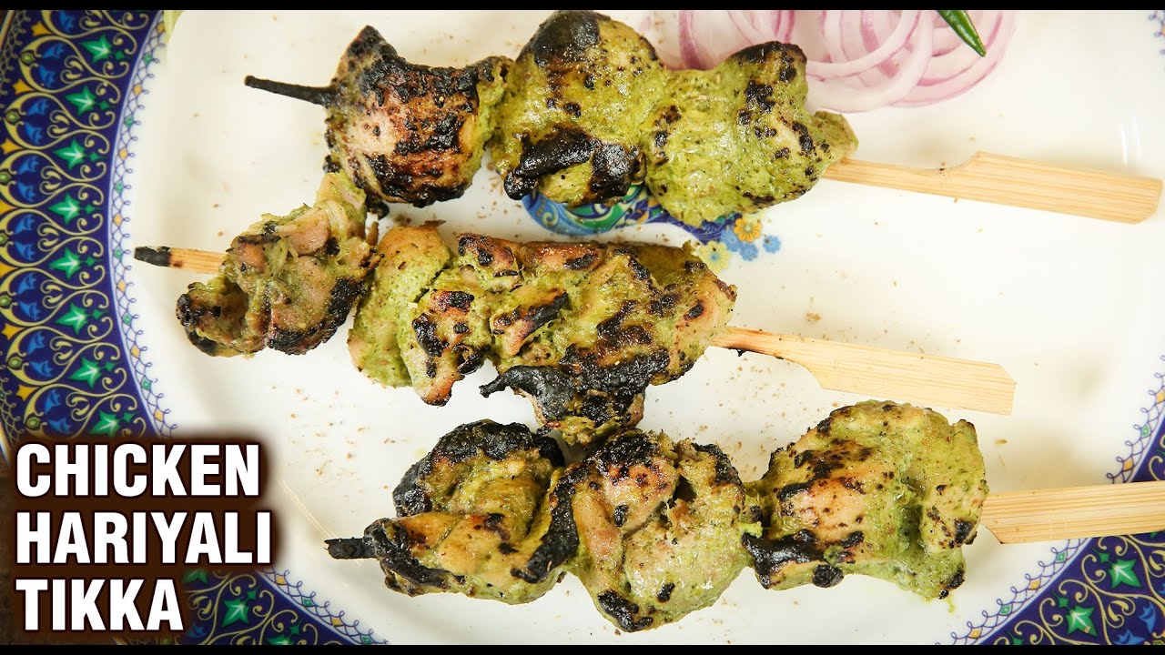Hariyali Chicken Tikka | How To Make Green Chicken Kebab | Murg Tikka ...