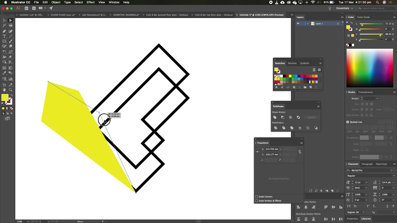 Converting a plan to planometric in adobe illustrator - YouTube