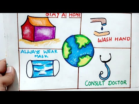 How to draw very easy painting related to corona virus awareness? - YouTube
