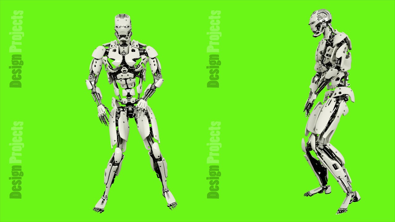 Robot android is dancing hip hop. Realistic looped motion on green ...
