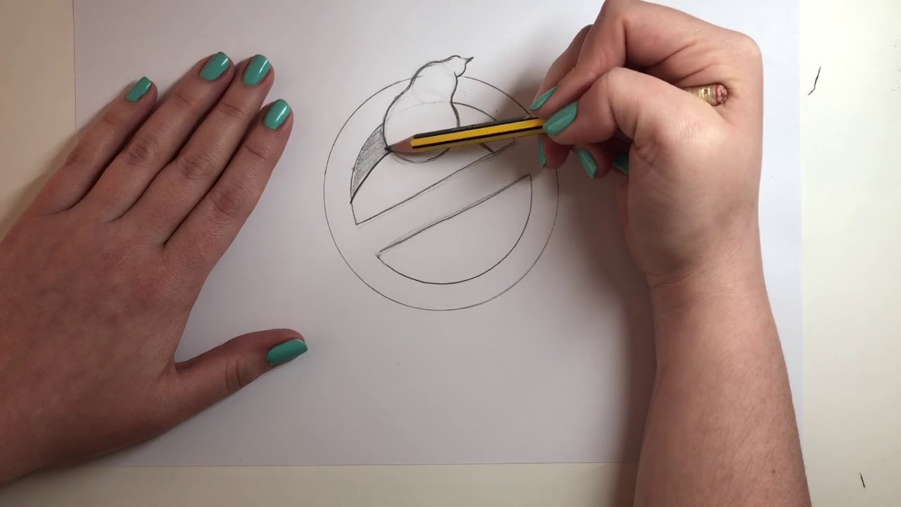 Ghostbusters! Step-by-step draw the Ghostbusters logo - YouTube