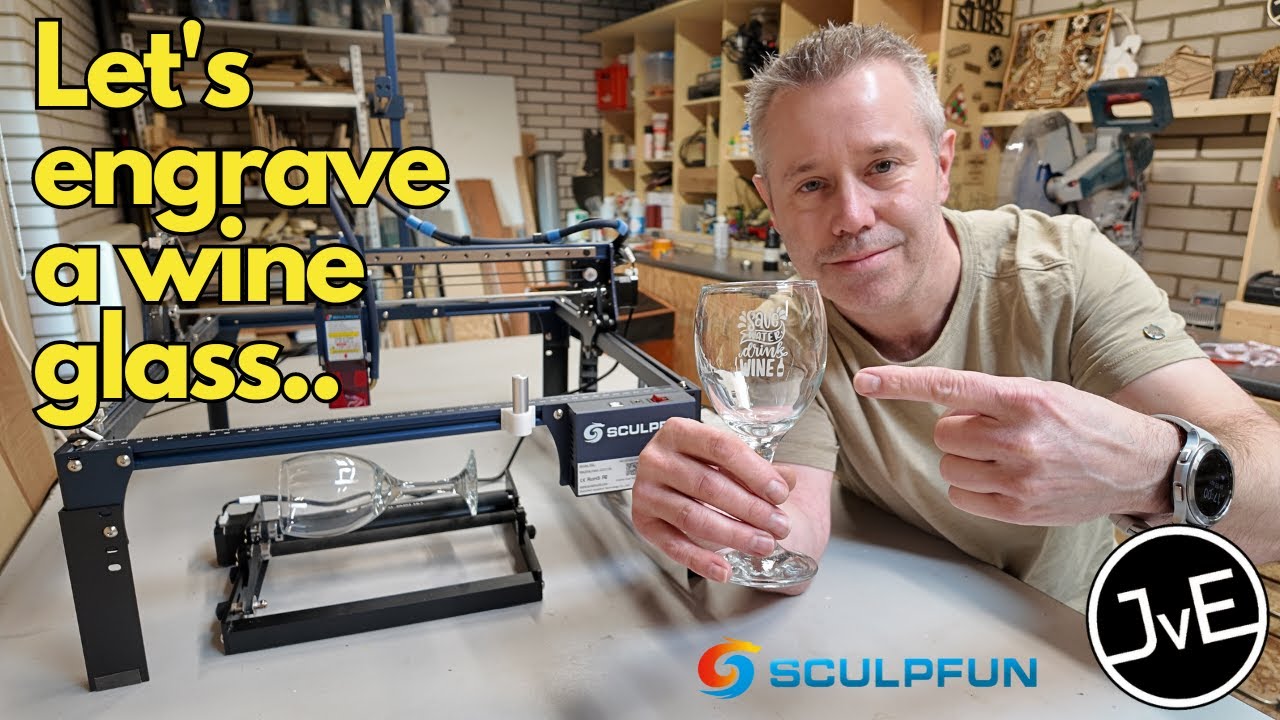 How to engrave a wine glass on a rotary roller | Sculpfun S30 | # ...