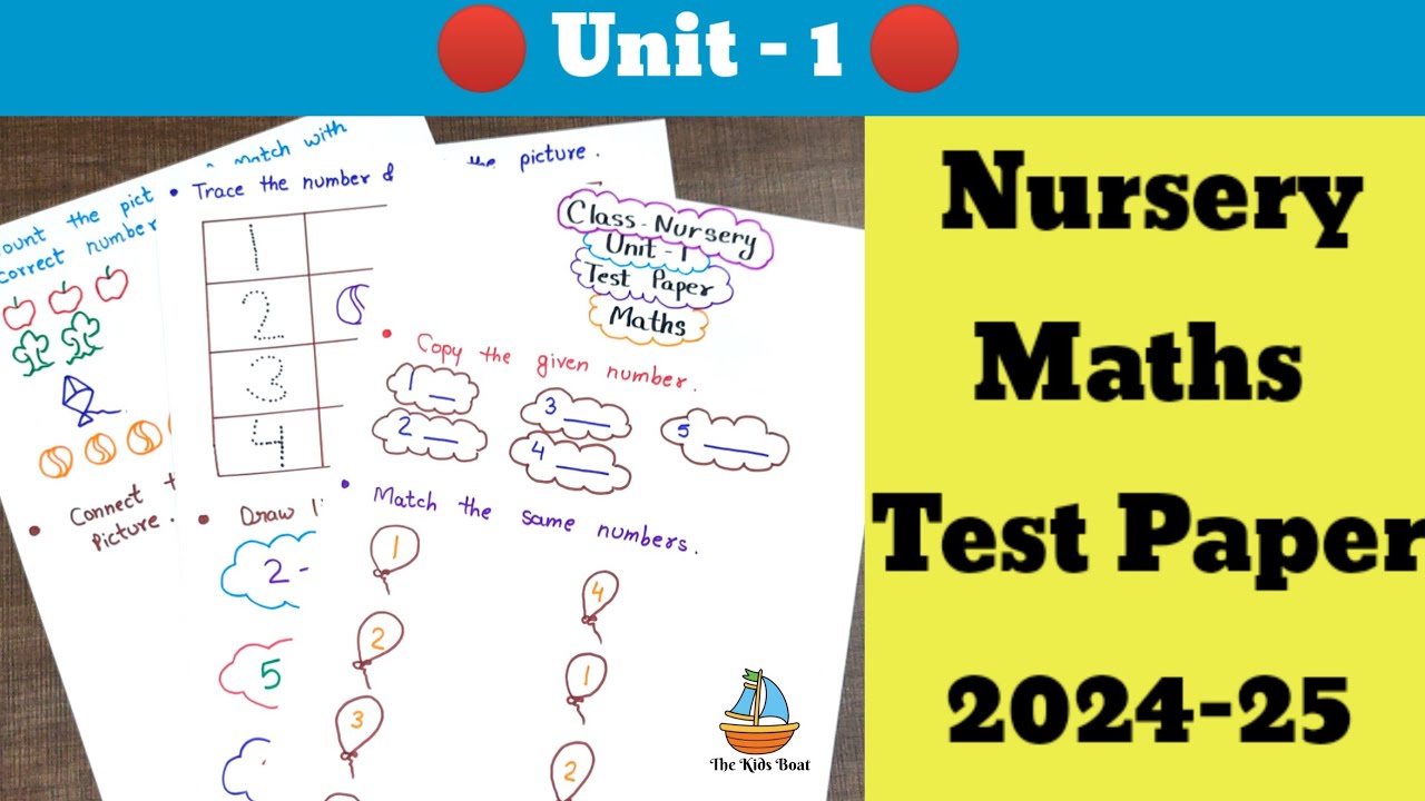 Nursery Unit 1 Maths test paper 2024-25 | Maths worksheet for nursery ...