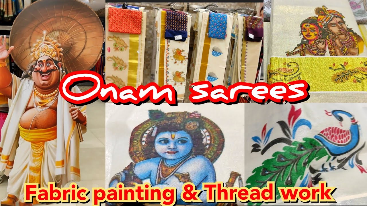 The Chennai silk,Coimbatore, Onam sarees with Mural Painting, thread ...