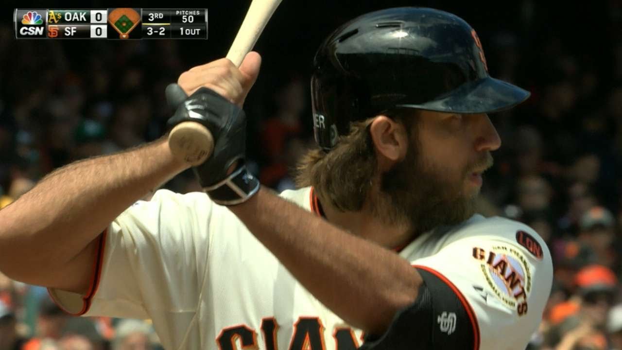 Madison Bumgarner hits his third homer of the season - YouTube