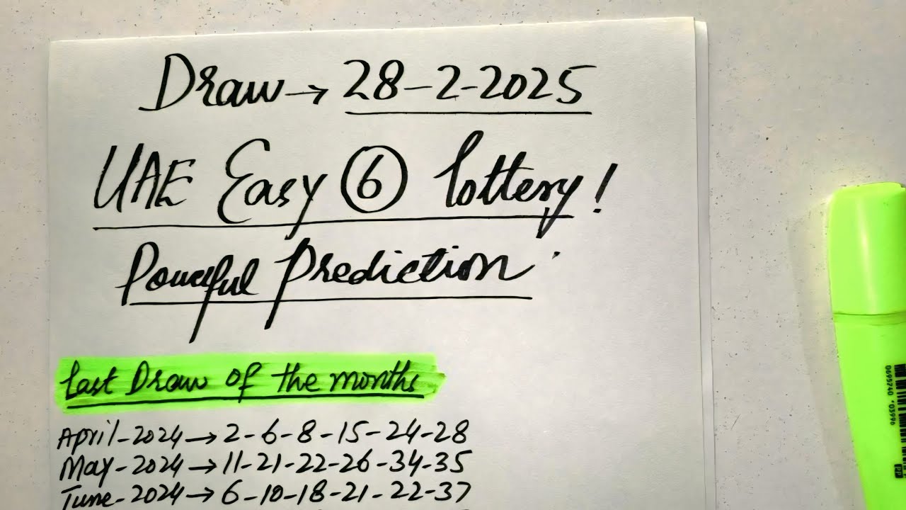 UAE Easy 6 Draw Prediction - 28 February 2025 - YouTube