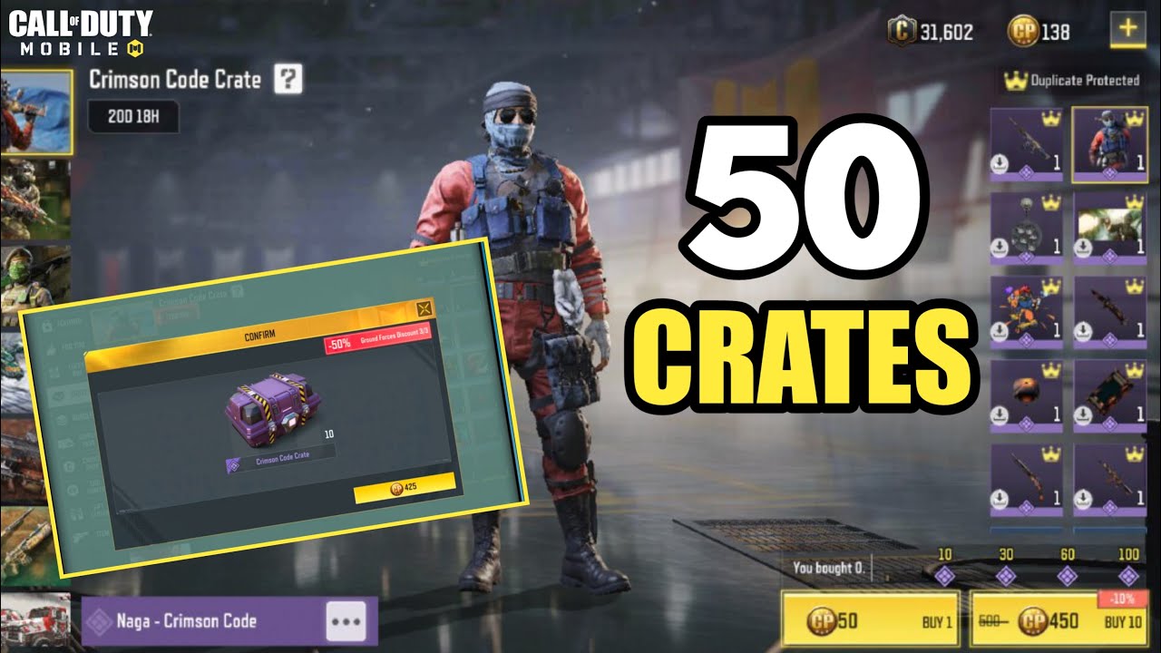 *NEW* Codm Crimson Code 50 Crates Spin | Kilo 141 Desert Misfit And ...