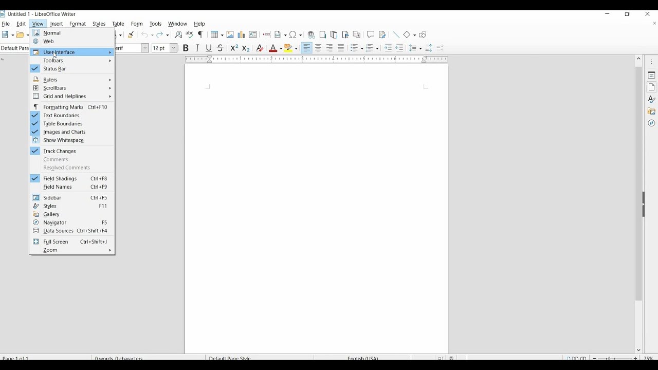 Libreoffice View Menu Part 1 in Libre Office Writer in Hindi - YouTube