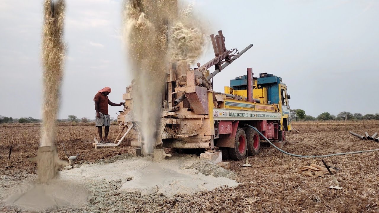 Borewell drilling 180 Feet Amazing water two places | Borewell produced ...