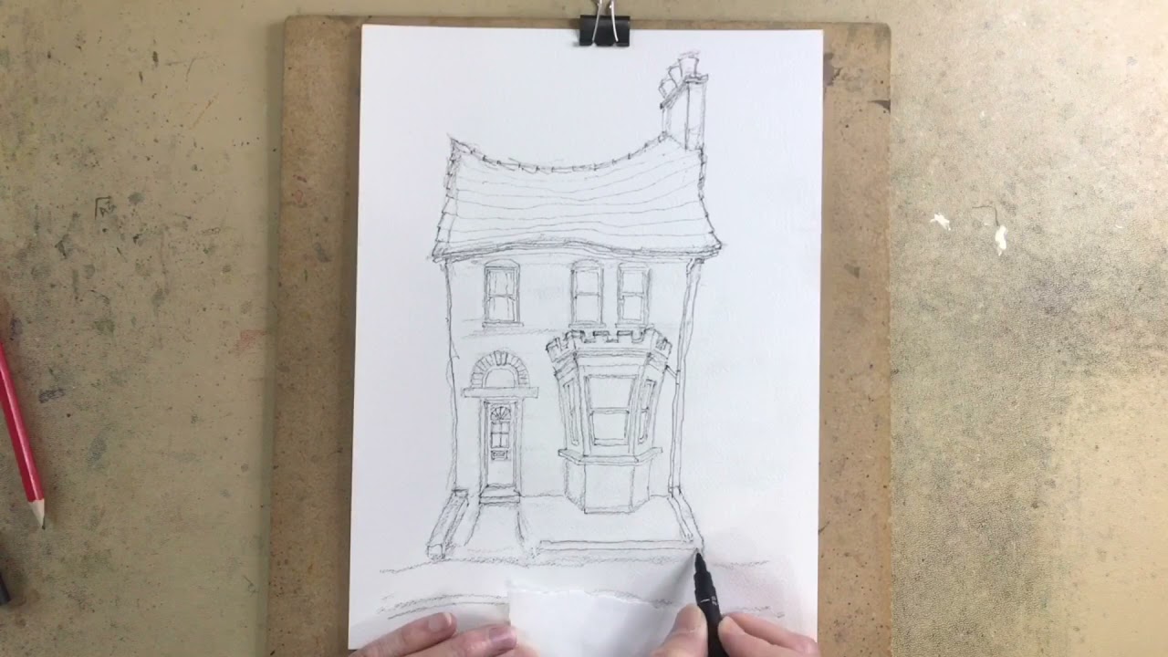 Sketching a wonky house part 1 - YouTube