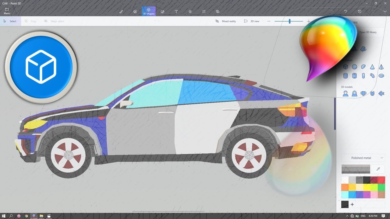 Paint 3d - Overviewing A Car Model On 3d Viewer | 2021 - YouTube