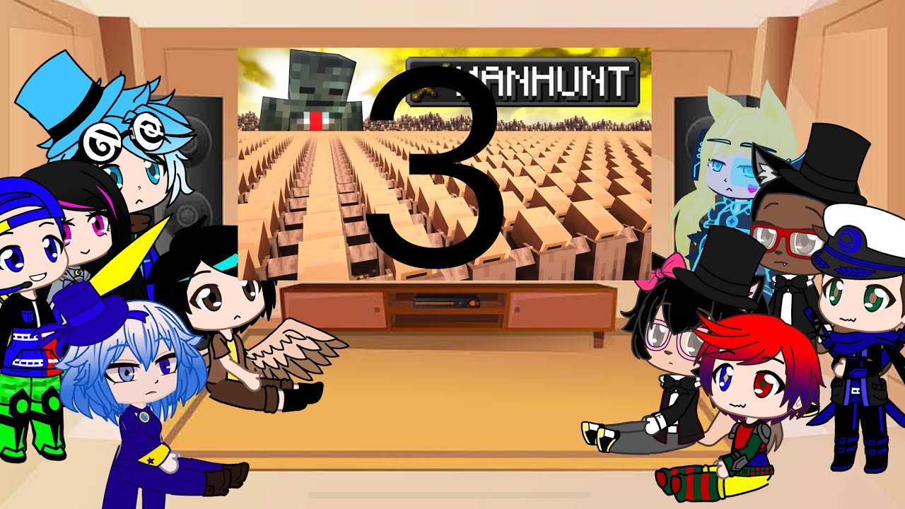 Gacha crew reacting to Grox 1,000,000 villager manhunt part 3 final ...