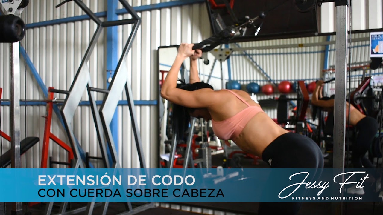 Extensión de codo con cuerda sobre cabeza - YouTube