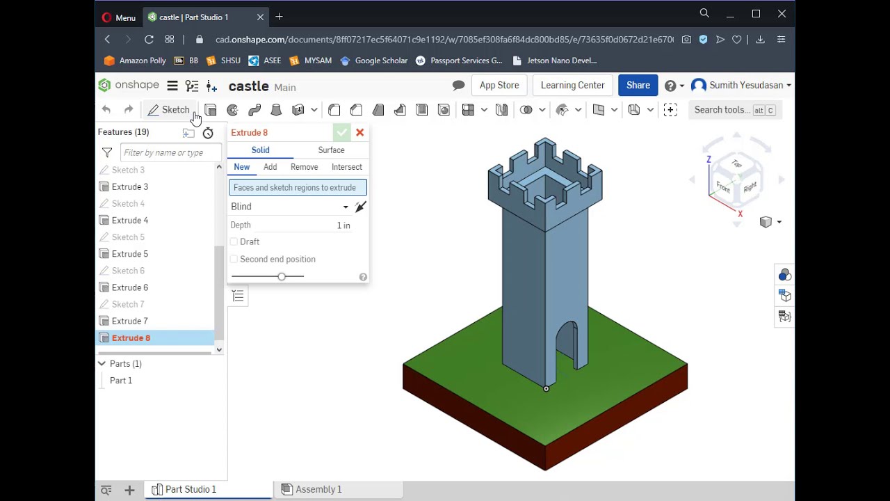 Creating a Simple Castle in OnShape - Engineering Graphics Lecture ...