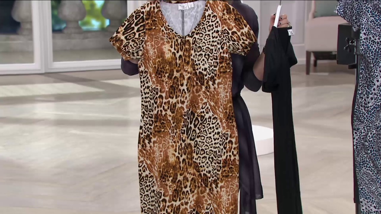 Women with Control Print & Solid Short Sleeve Set of Dresses on QVC ...