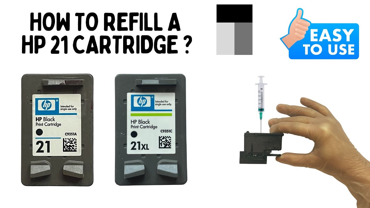 How to refill a HP 21 & HP 21xl Black ink cartridge - YouTube