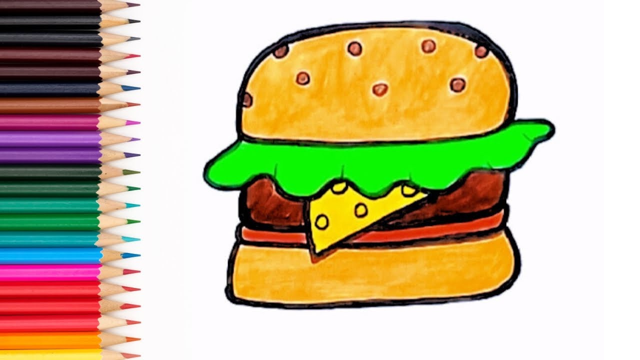 How to draw burger step by step easy for kids | simple kids drawing ...