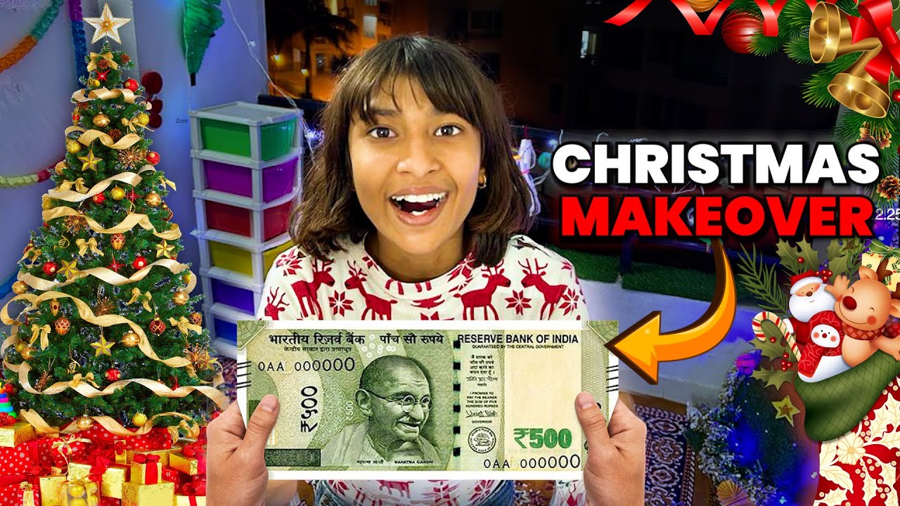 Transforming my ROOM for CHRISTMAS🎅 in 500 Rupees For 24 hours ...
