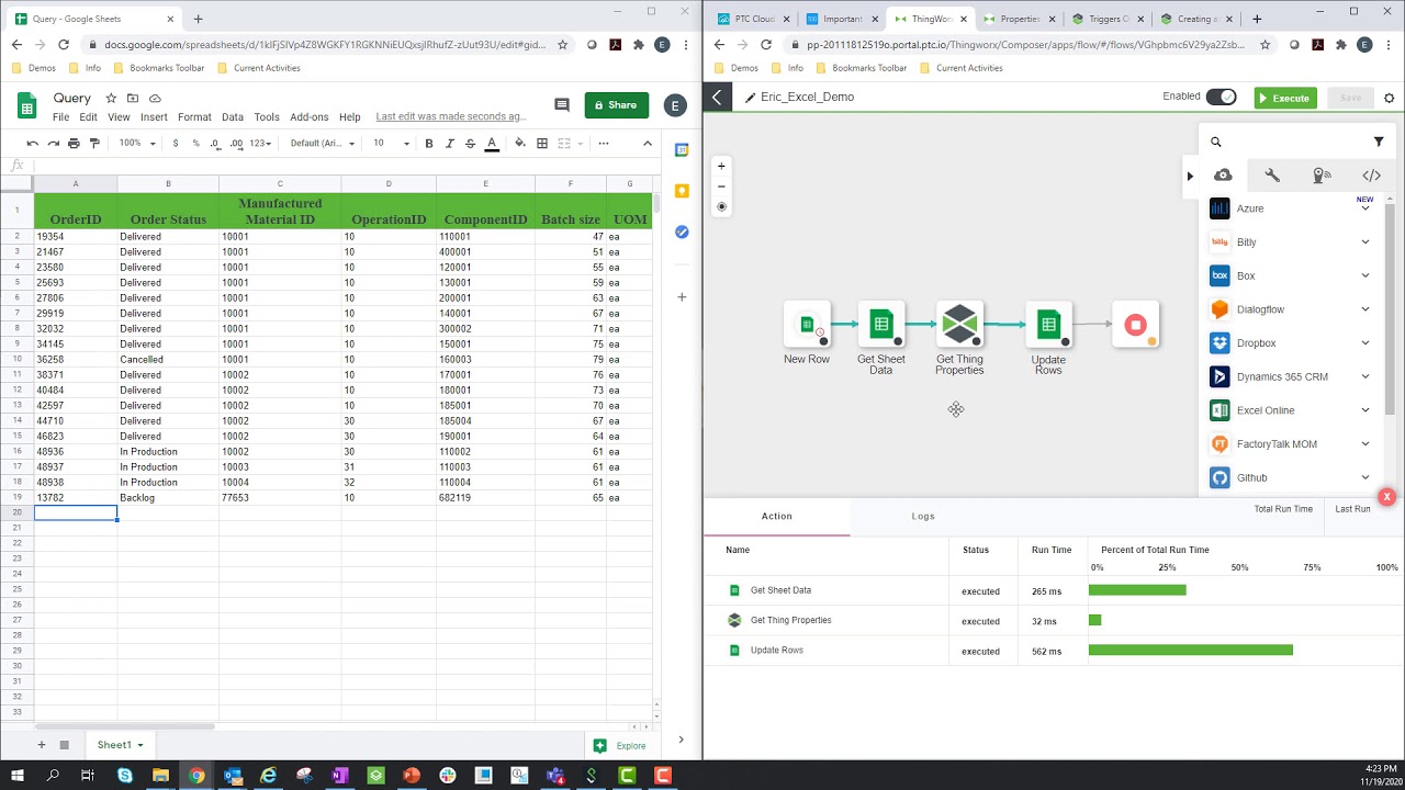 ThingWorx Flow Spreadsheet Orchestration Demo - YouTube