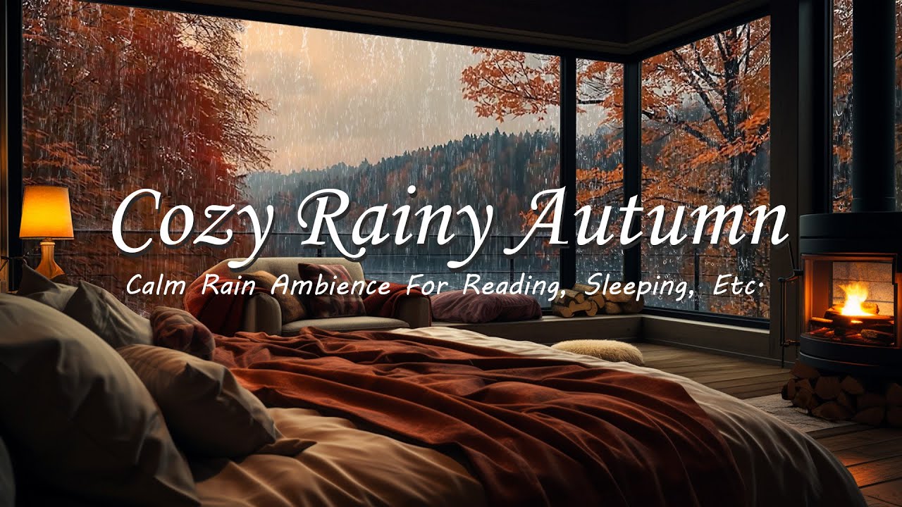 Cozy Rainy Autumn Ambience & Relaxing Music🍂🌧️Calm Rain Ambience For ...