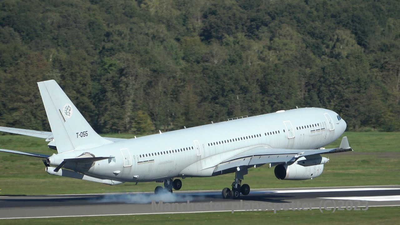 (4K) Nato Airbus A330-243MRTT T-055 Seen Landing And Taxing And Cologne ...