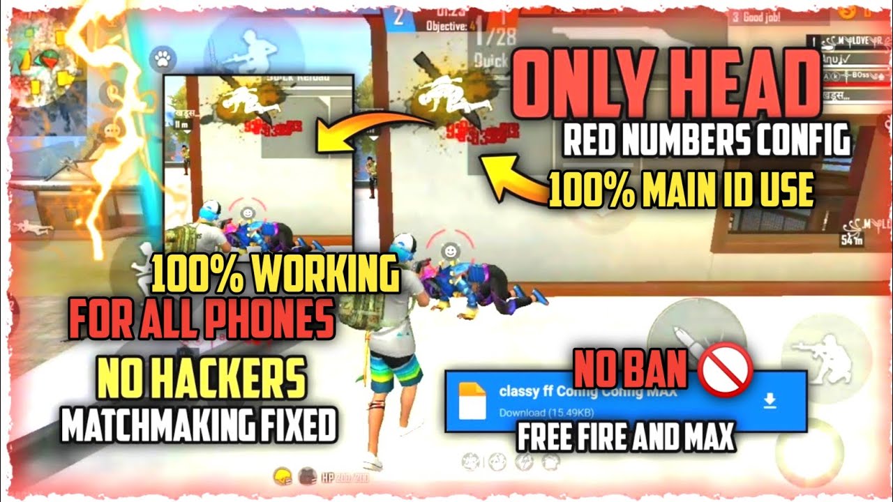 Only red numbers headshot config file free fire | Auto headshot config ...
