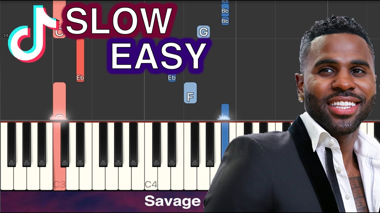 Jason Derulo - Savage Love SLOW EASY Piano Tutorial + Lyrics - YouTube