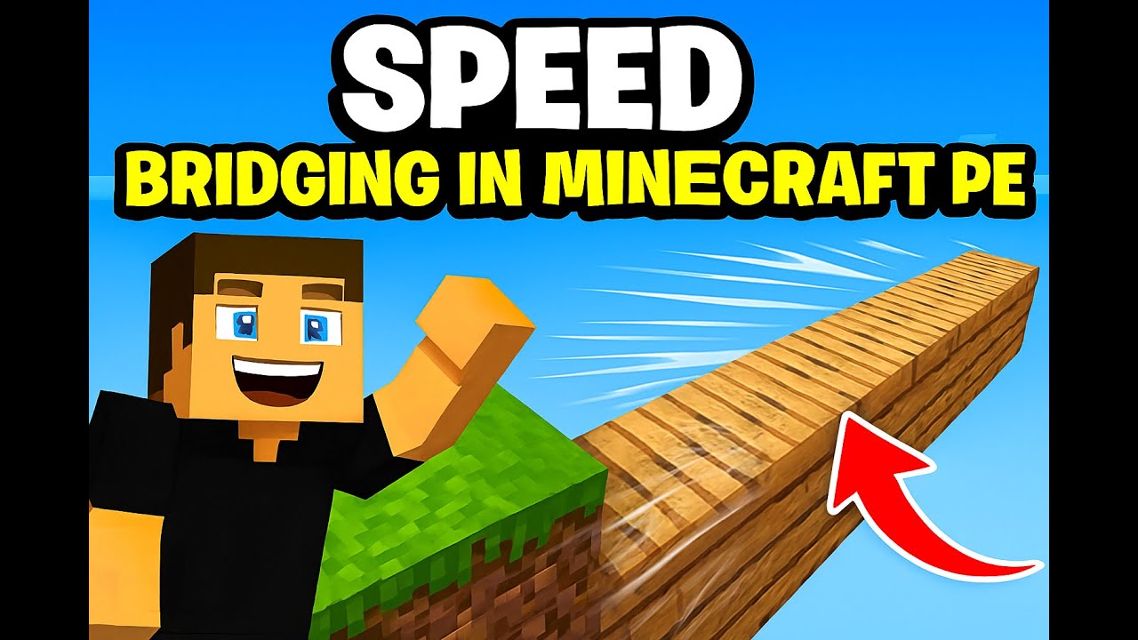 how to do speed bridging in minecraft pe - YouTube