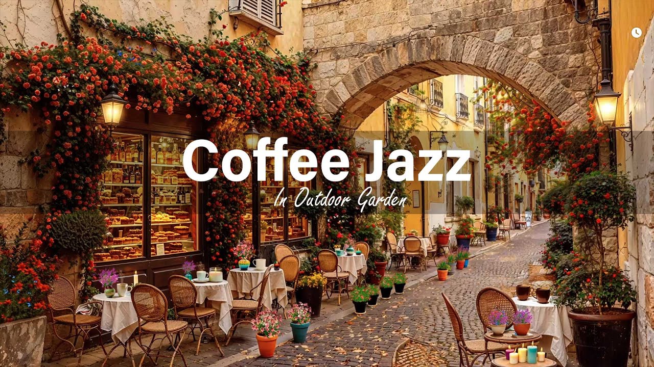 Cozy Outdoor Garden Cafe With Relaxing Jazz - Morning Coffee Shop Jazz ...