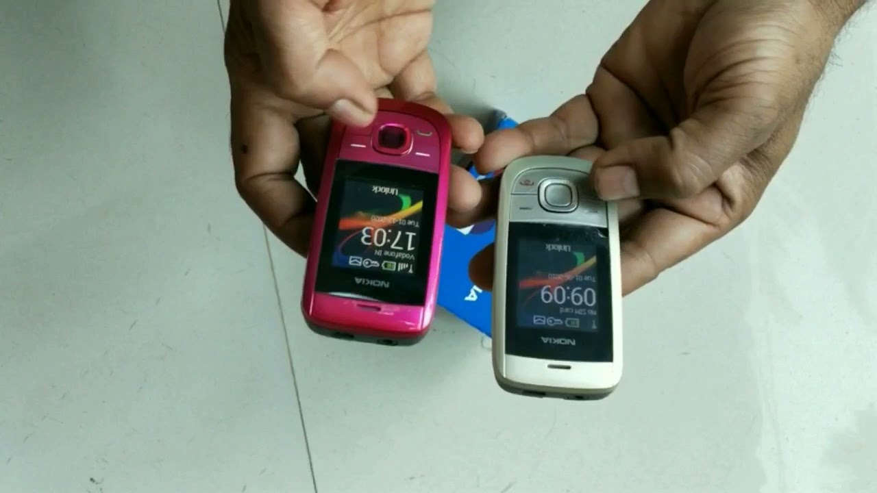Nokia slider phone silver and pink - YouTube