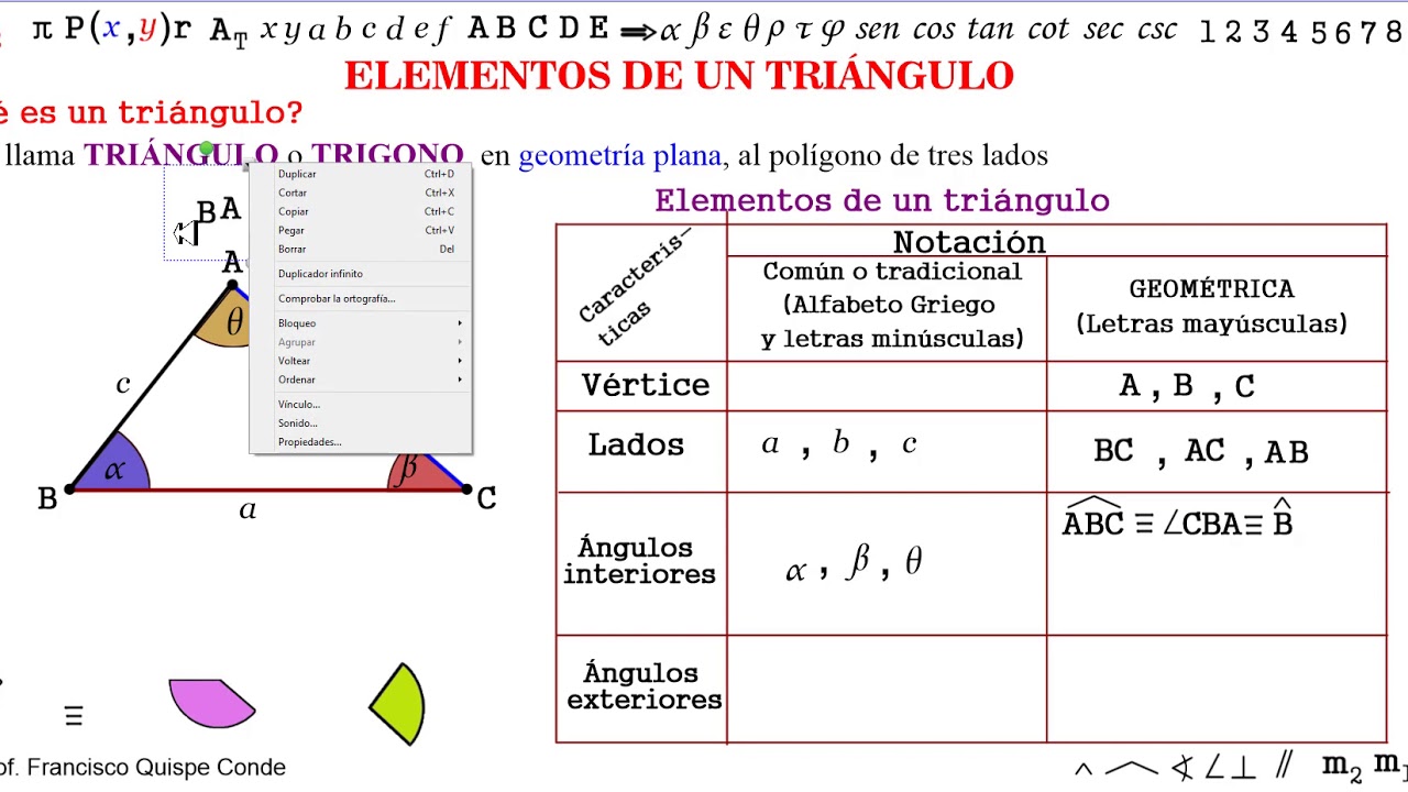 28 GEOMETRÍA BÁSICA ELEMENTOS DE UN TRIÁNGULO - YouTube