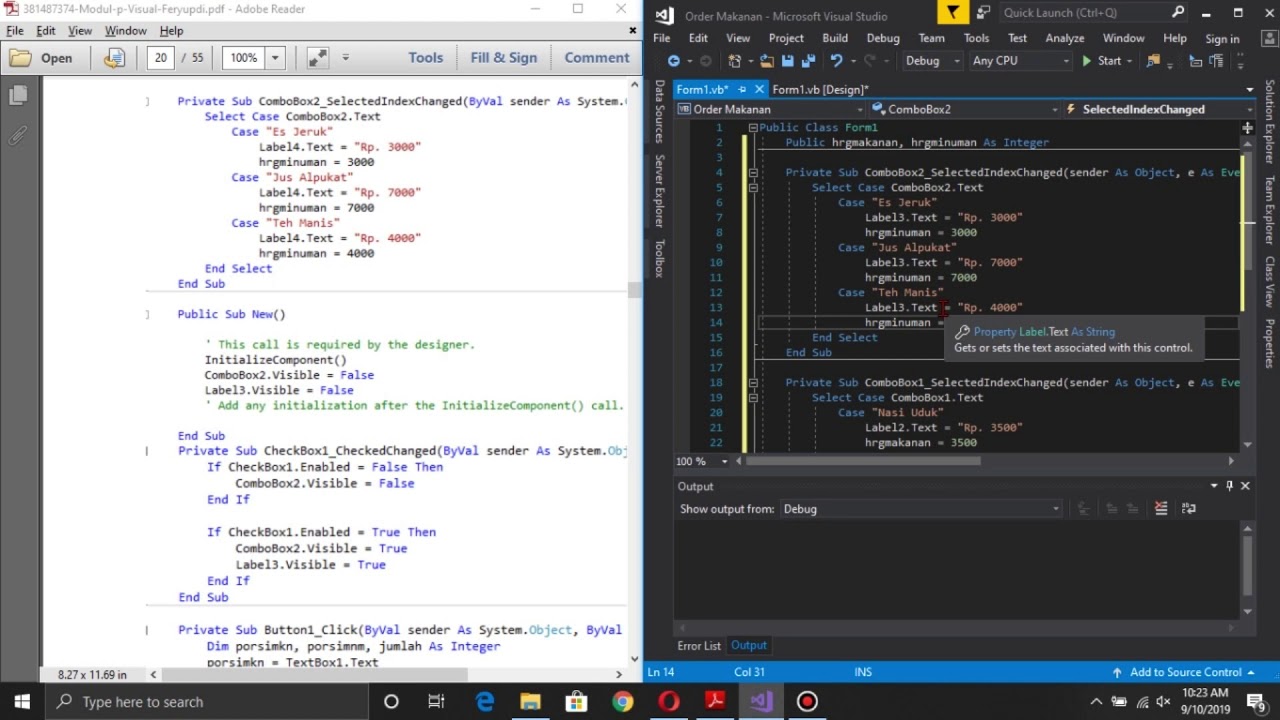 Membuat Program Order Makanan menggunakan Aplikasi Visual Studio - YouTube